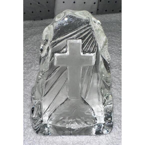 Other | Glass Iceberg Etched Christian Cross 4 Religion Paperweight ...